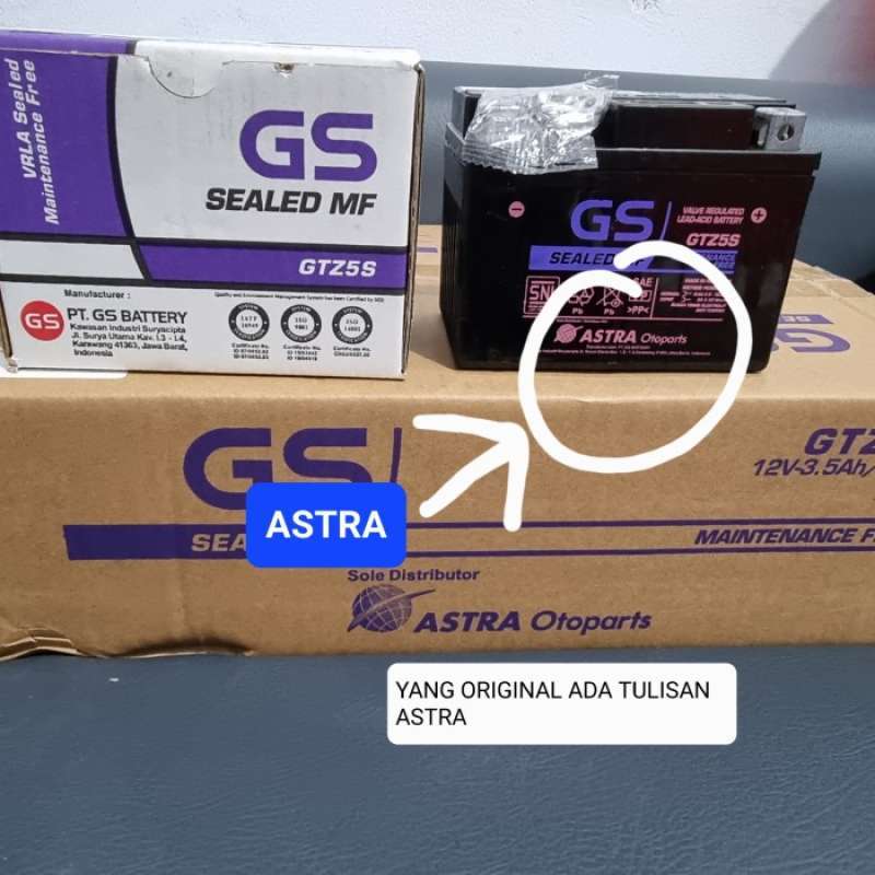 Promo Terlaris Aki Motor Astra Gs Gtz5s Beat F1 Fi Cw Injeksi Accu ...
