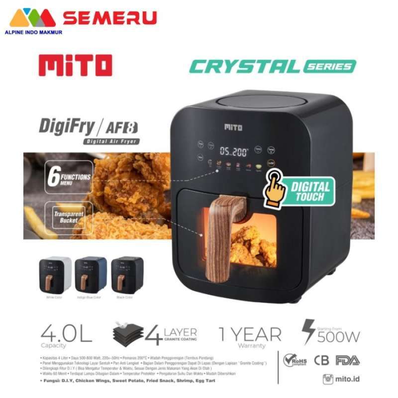 Jual Mito Digital Air Fryer Crystal Series 4 L Af 8 Af 8 White Di