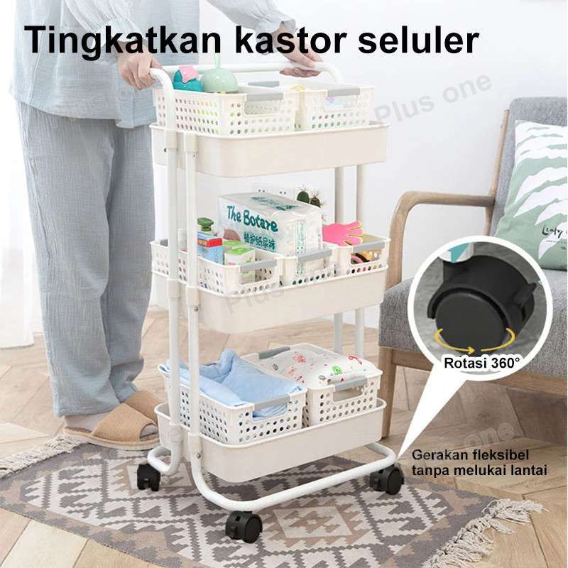 Promo Rak Troli Susun Serbaguna Dengan Roda Dan P - 4 Susun Biru Diskon ...