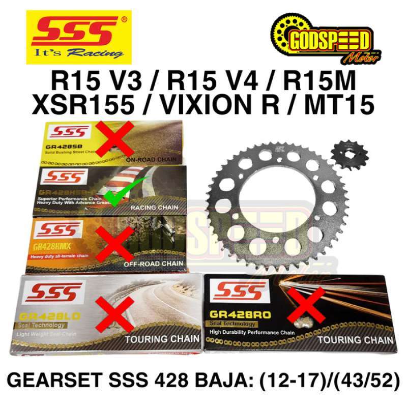 Promo Gearset/girset/gir Set Sss V3 / V3 428 Rantai Sss Gold Hsbt ...