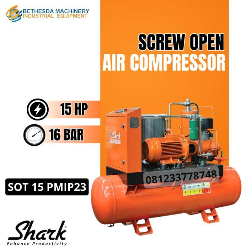 Jual Kompresor Udara 16 Bar 15 Hp / Kompresor Screw Open Sot 15 Pmip23 ...