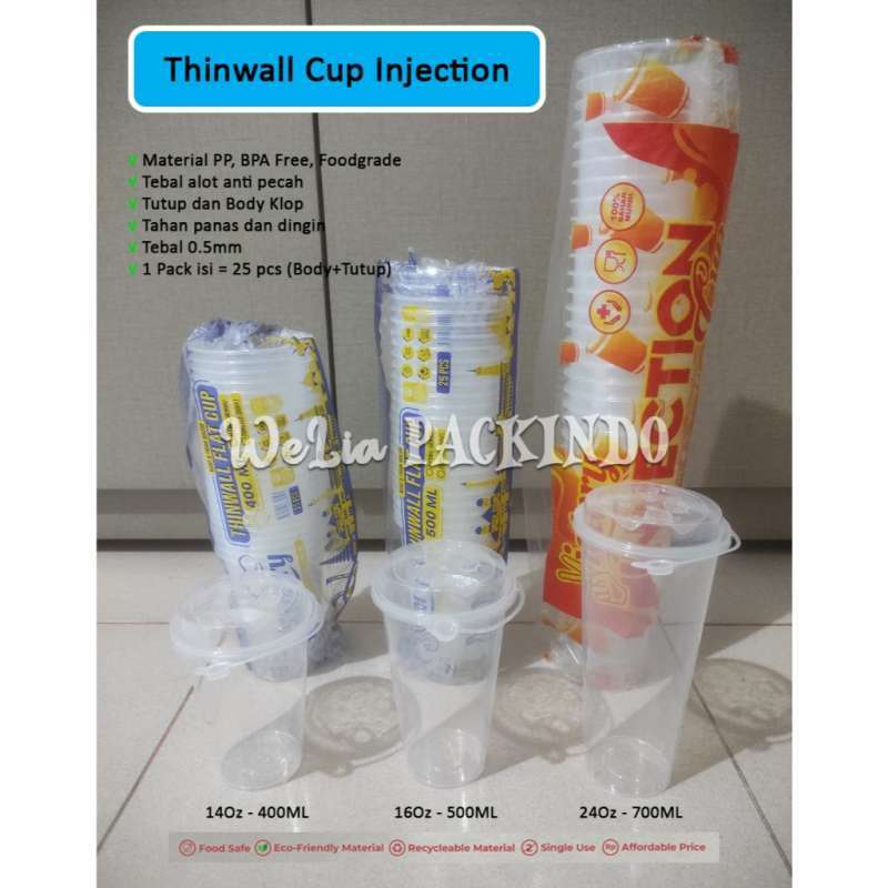 Jual [all] Thinwall Cup Injection 12 Oz 14 Oz 16 Oz 24 Oz + Tutup ...