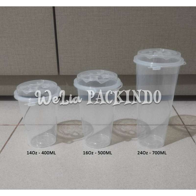 Jual [all] Thinwall Cup Injection 12 Oz 14 Oz 16 Oz 24 Oz + Tutup / Gelas Cup Bening Transparan ...