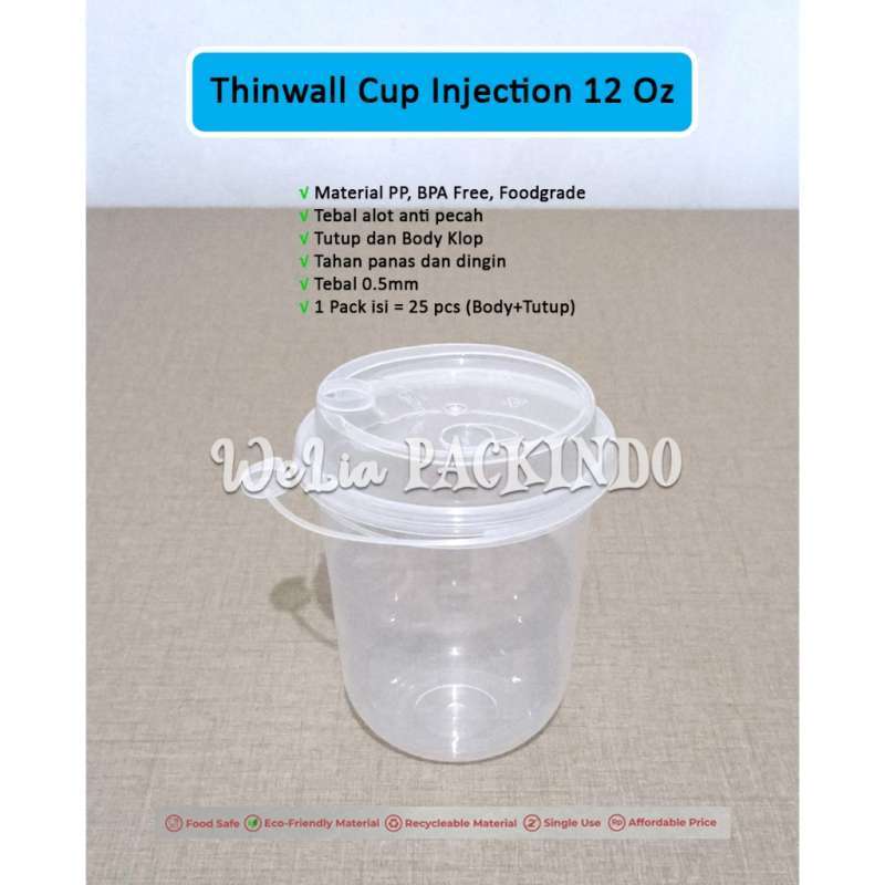 Jual [all] Thinwall Cup Injection 12 Oz 14 Oz 16 Oz 24 Oz + Tutup ...