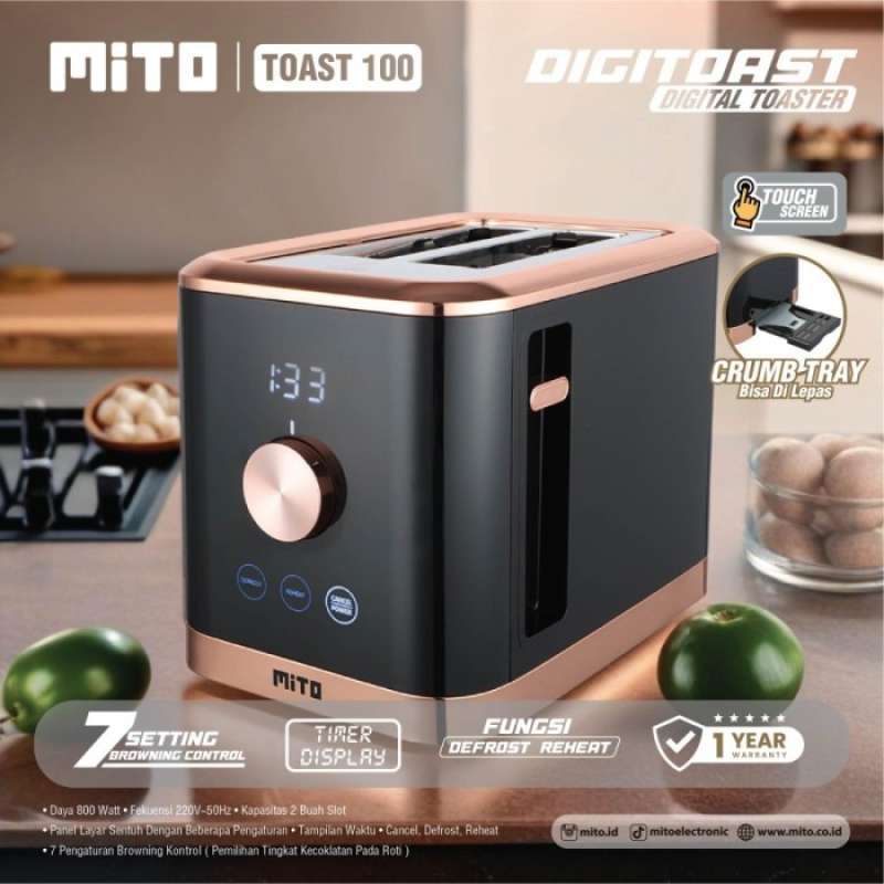 Jual Mito Toast 100 Digital Toaster Pemanggang Roti 7 Setting Browning ...