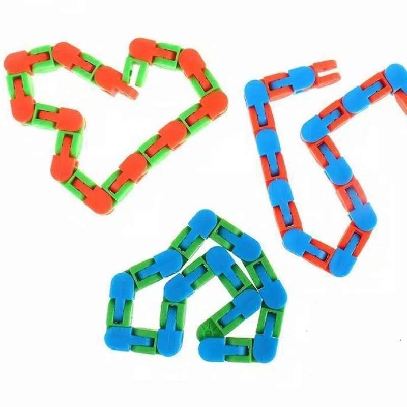 Promo Wacky Tracks Snap And Click Toys Kids Autism Snake Puzzles Fidget ...