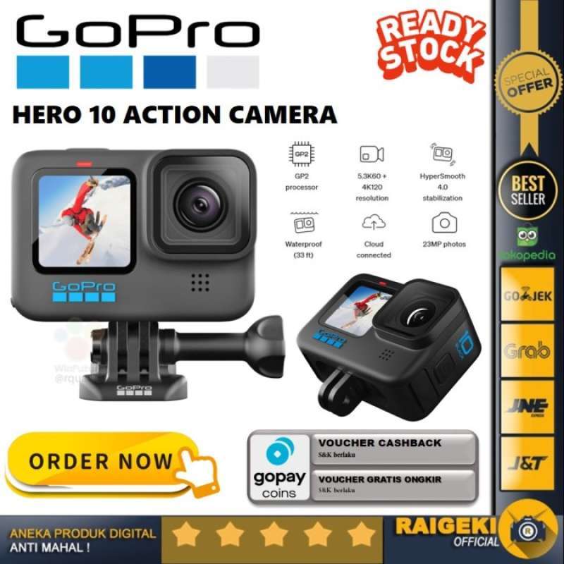 Jual Gopro Hero 10 Black Edition 23.6mp Hypersmooth 5.3k 60fps Go Pro X ...