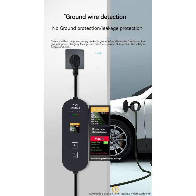 Jual Charger Mobil Listrik Portable Ev Lcd 16a 3.5kw Eu To Gbt - Md5m ...