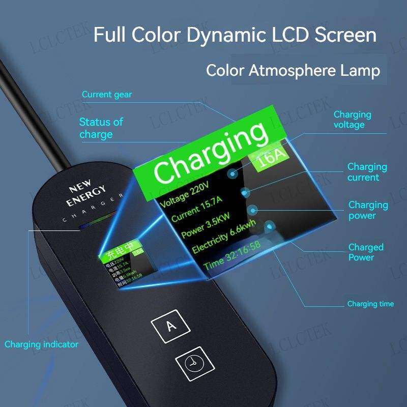 Jual Charger Mobil Listrik Portable Ev Lcd 16a 3.5kw Eu To Gbt - Md5m ...