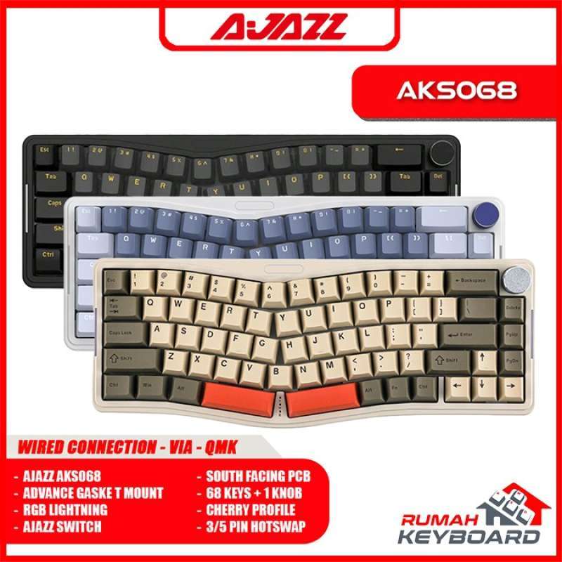 Promo 100% Produk Ori Mechanical Keyboard - Ajazz Aks068 Alice - South - Gasket - Via - Rgb ...