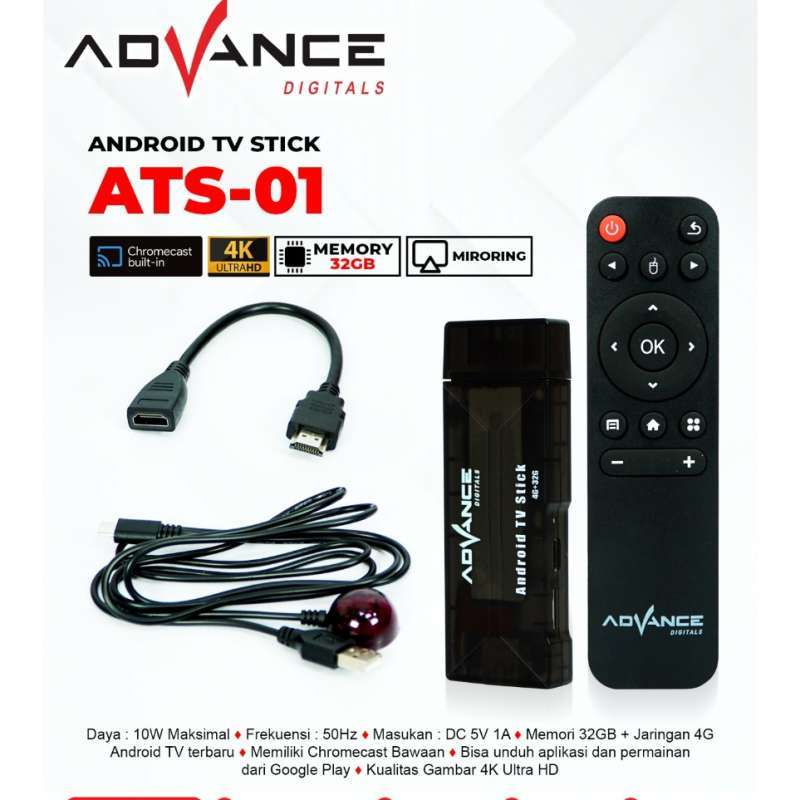Promo Advance Smart Tv Stick Ats-01 4k Wifi 4gb+32gb Android 12.0 Hd Media Player Set Top Box ...