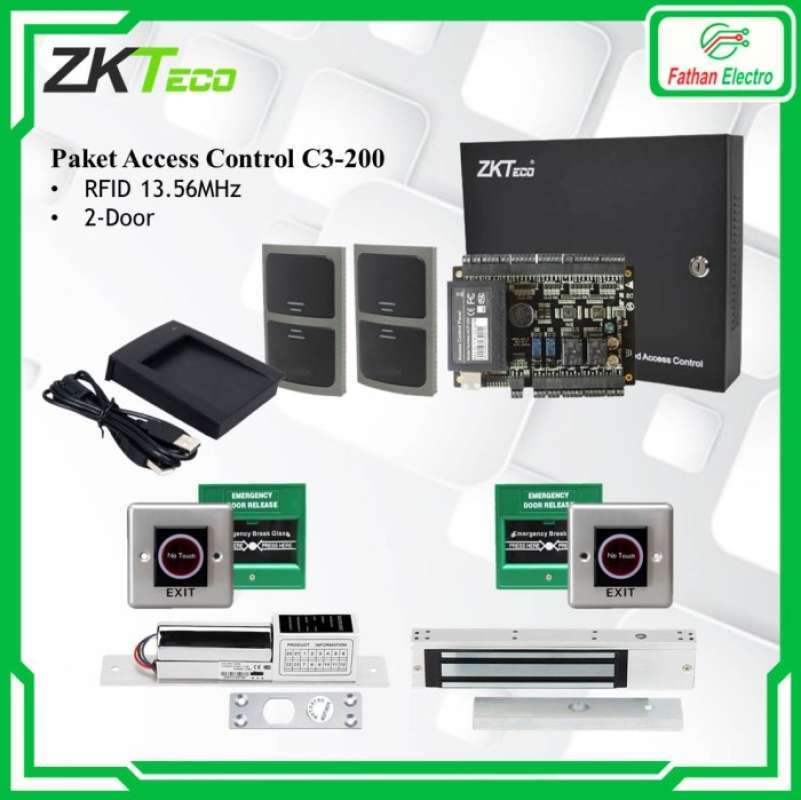 Promo Paket Access Control Zkteco C3-200 2 Door Access Control Rfid 13