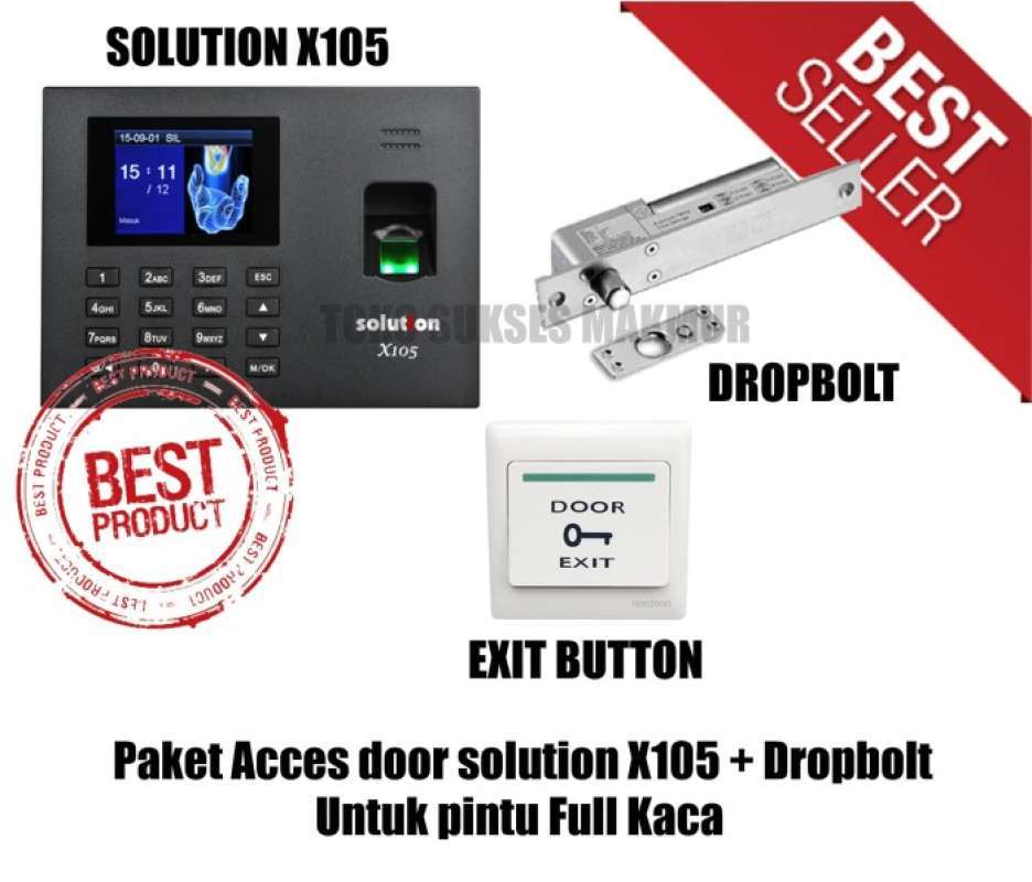 Promo Paket Access Control Solution X105 No Id Untuk Pintu Full Kaca ...
