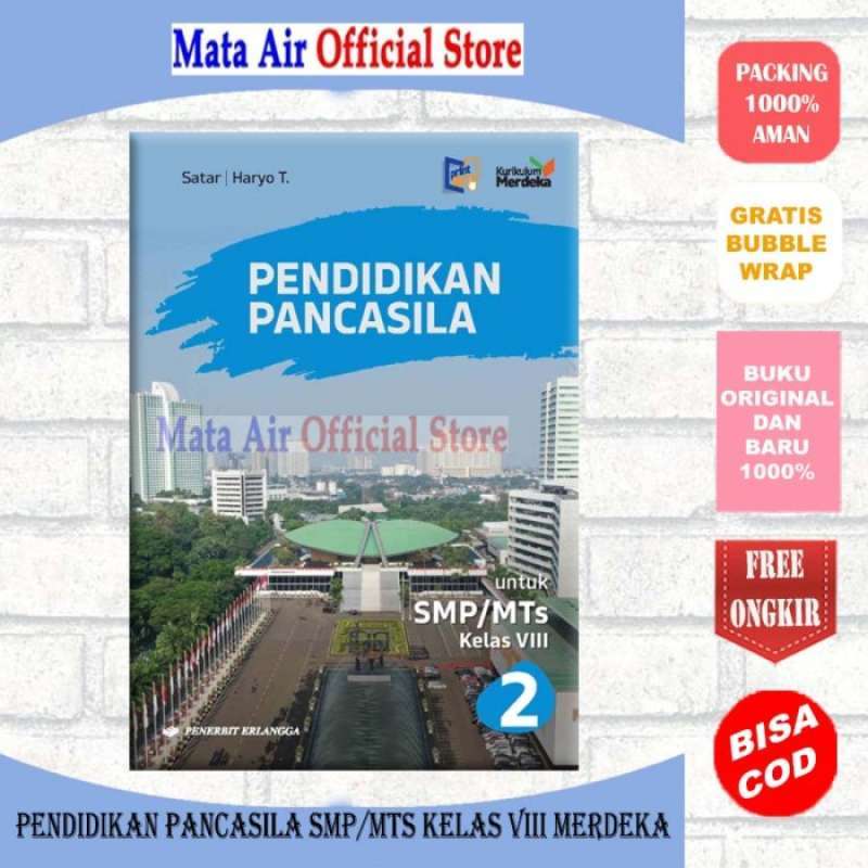 Jual Pendidikan Pancasila Smp/mts Kelas 7 8 9 Kurikulum Merdeka - Erlangga - 8/viii Di Seller ...