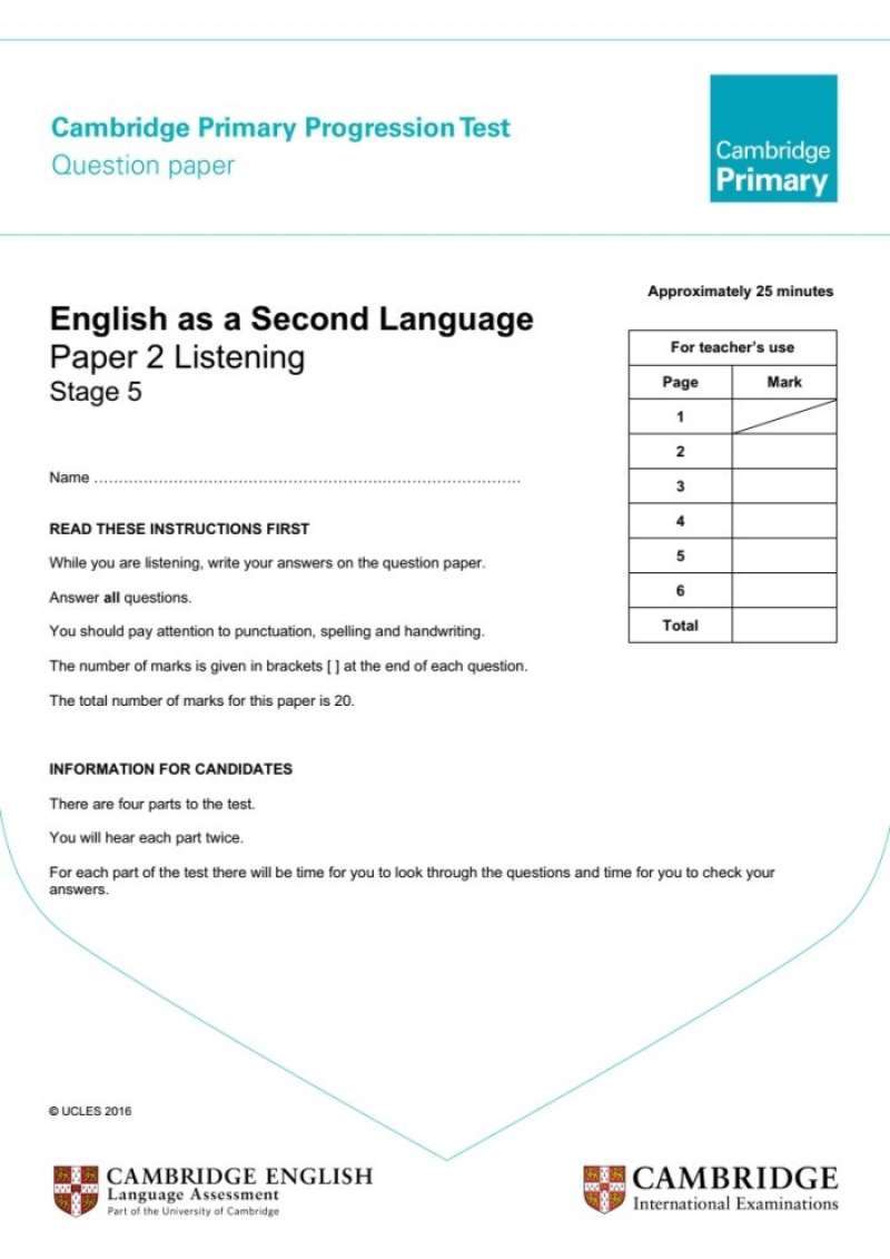 Jual Cambridge Primary Stage 5 English Progression Test Papers Di ...