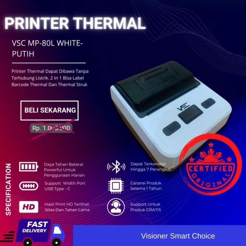 Promo Printer Label Thermal Vsc Mp-80l Pro Label Harga Resi Alamat ...