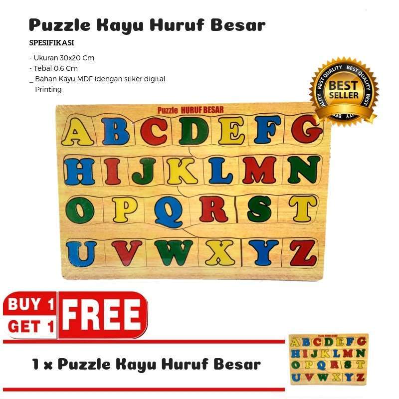 Promo Mainan Kayu Pintar Buy 1 Get 1 Puzzle Kayu Huruf Besar / Puzzle ...