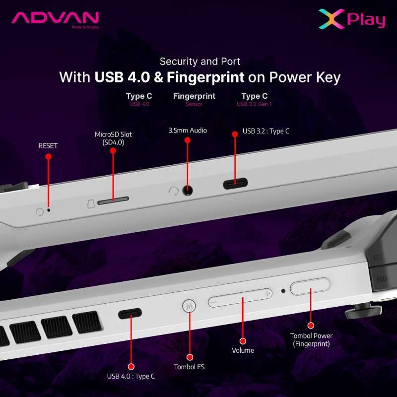 Jual Advan X-play Handheld Gaming Pc Amd Ryzen 7 7840u Amd Ryzen Ai 100 ...