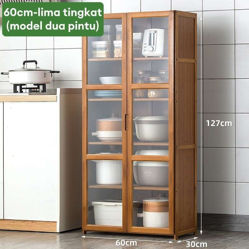 Promo Lemari Penyimpanan Dapur Bambu Dengan Tampi Diskon 47% Di Seller ...