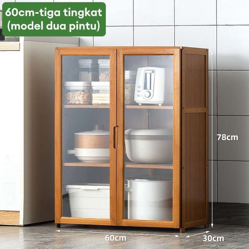 Promo Lemari Penyimpanan Dapur Bambu Dengan Tampi Diskon 47% Di Seller ...