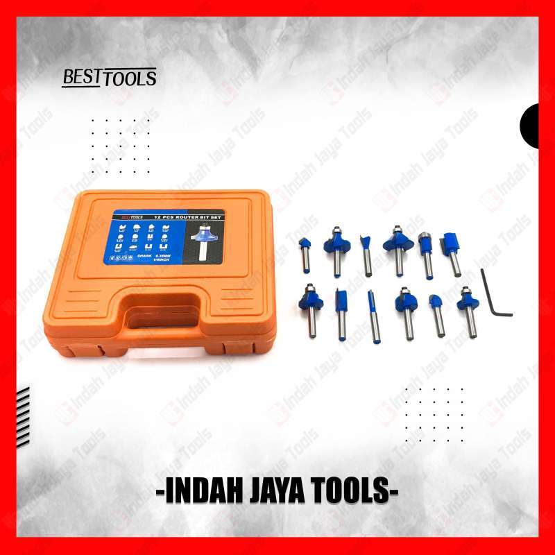 Jual Router Bit Set 12 Pcs - Mata Profil Set - Mata Trimmer Set 12 Pcs ...