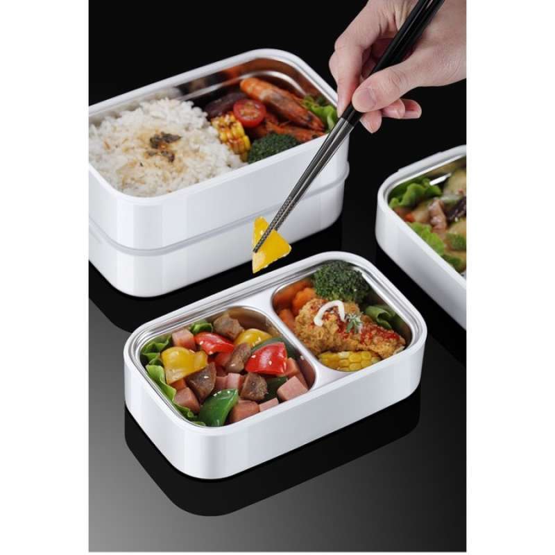 Jual Kotak Bekal Makan / Lunch Box Susun Rantang Tumpuk Putih Polos ...