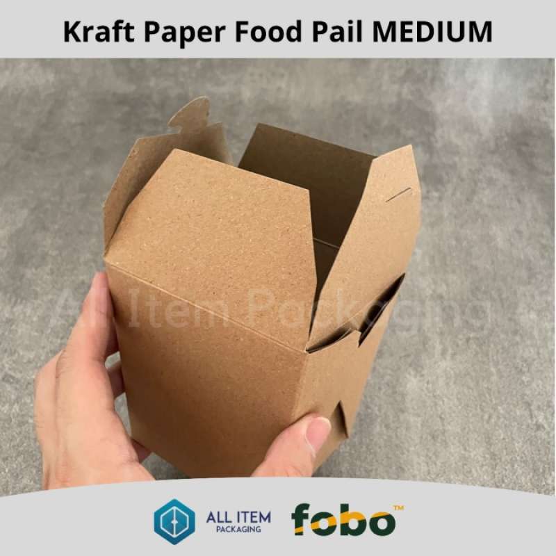 Jual Fobo Kraft Paper Food Pail Medium / Foodpail M / Rice Box M @50 ...