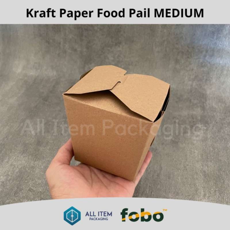 Jual Fobo Kraft Paper Food Pail Medium / Foodpail M / Rice Box M @50 ...
