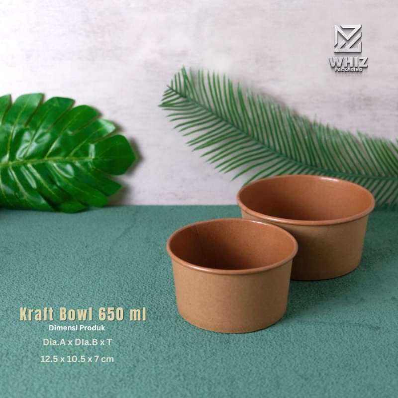 Jual Paper Bowl 650 Ml Kraft / Mangkuk Kertas 22 Oz Murah Per Pack (50 ...
