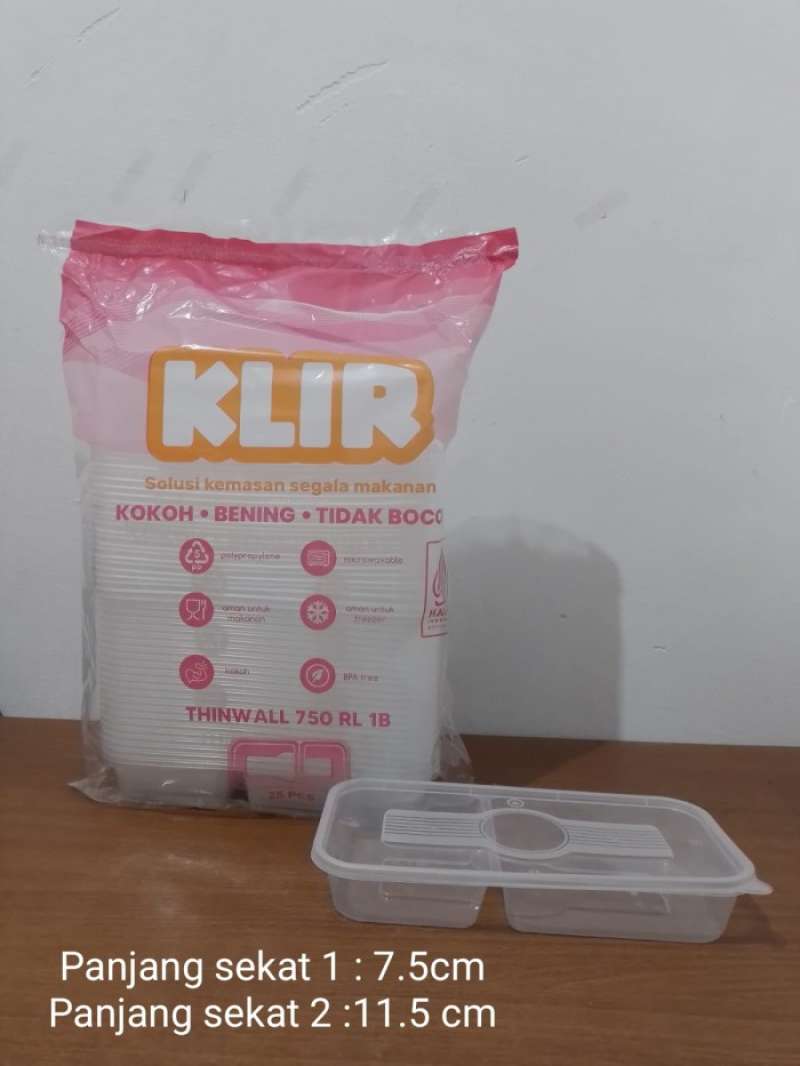Jual Thinwall Klir Rectangle Long Sekat 2 Rl 1b 750ml Persegi Panjang