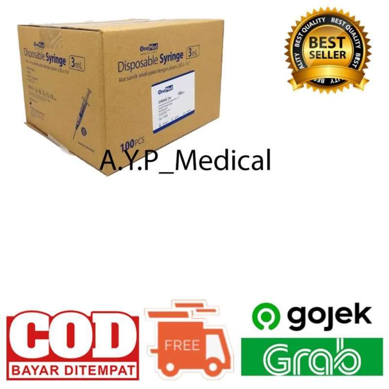 Jual Syringe, Suntikan 3cc 3ml Onemed Isi 100/box Original100% Di ...