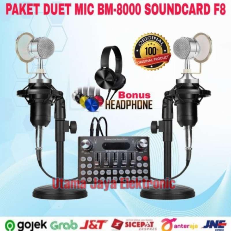 Promo Paket Duet Microphone Soundcard Mixer F8 Stand Diskon 50% Di ...