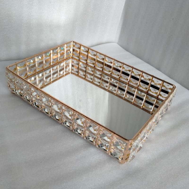Jual New Model Crystal Mirror Gold Tray Nampan Kaca Kristal Mewah Di Seller Shin Store ...