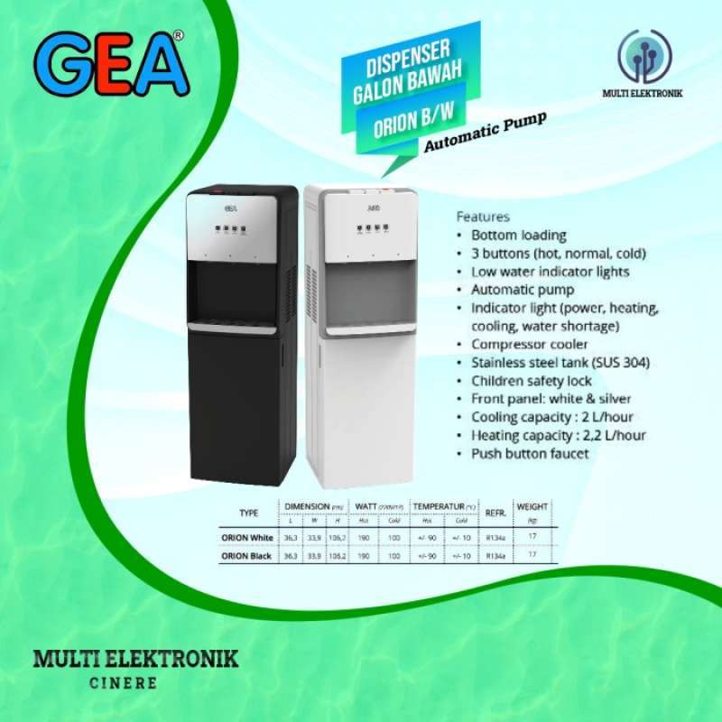 Jual Gea Water Dispenser Galon Bawah Orion B/w - Putih Di Seller Shin ...