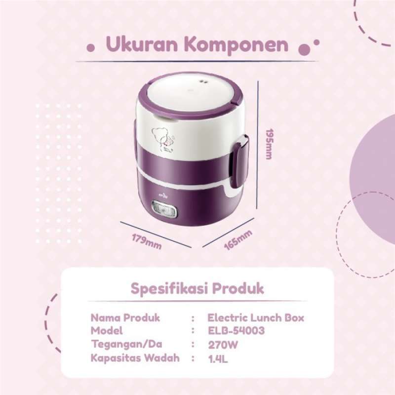 Promo Sale Emily Electric Lunch Box 1.4l (elb-54003) Diskon 15% Di ...