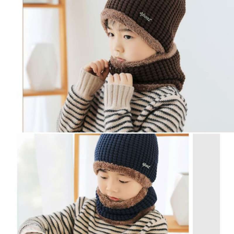 Promo Gst Topi Kupluk Dan Syal Anak Musim Dingin 1 Set 01 - Coklat Muda Diskon 32% Di Seller ...