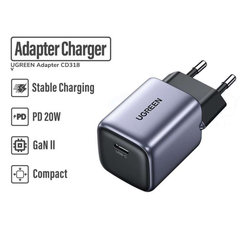 Promo Wall Charger Adaptor Ugreen 20w Usb Type C Pd Qc 3.0 Gan Fast Charging - 20w Cd318 Diskon ...