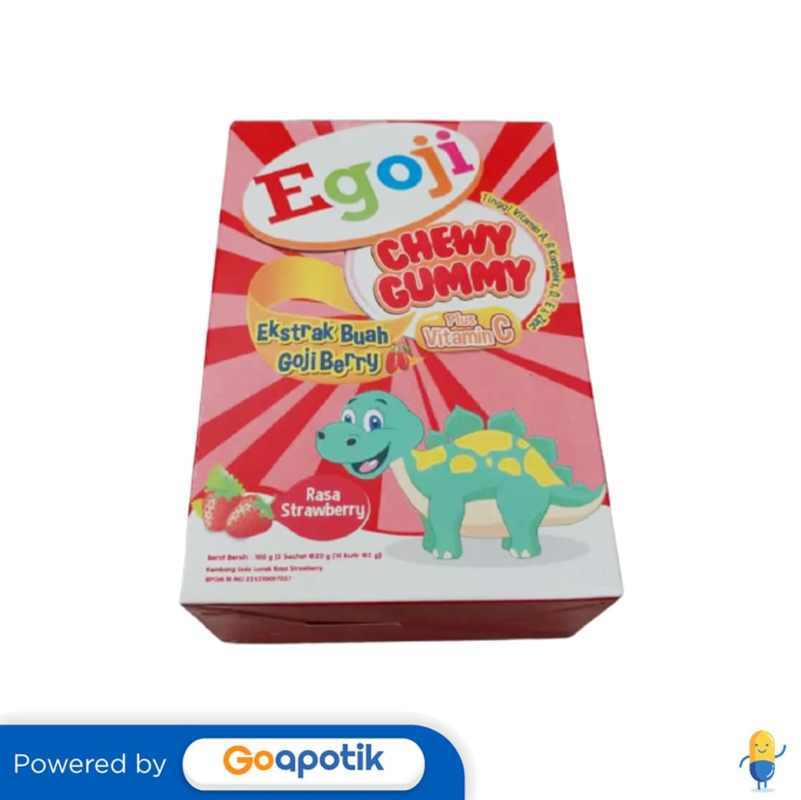 Jual Egoji Chewy Gummy Rasa Strawberry 20 Gram Box 5 Sachet Di Seller ...