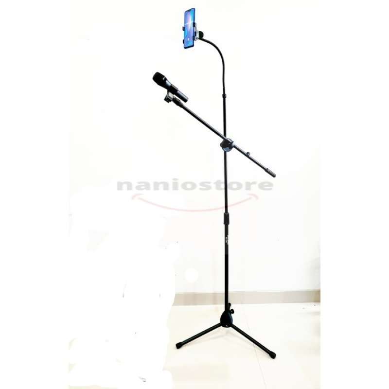 Jual Stand Mic Microphone Berdiri / Tiang Mic + Holder Hp Handphone Di ...