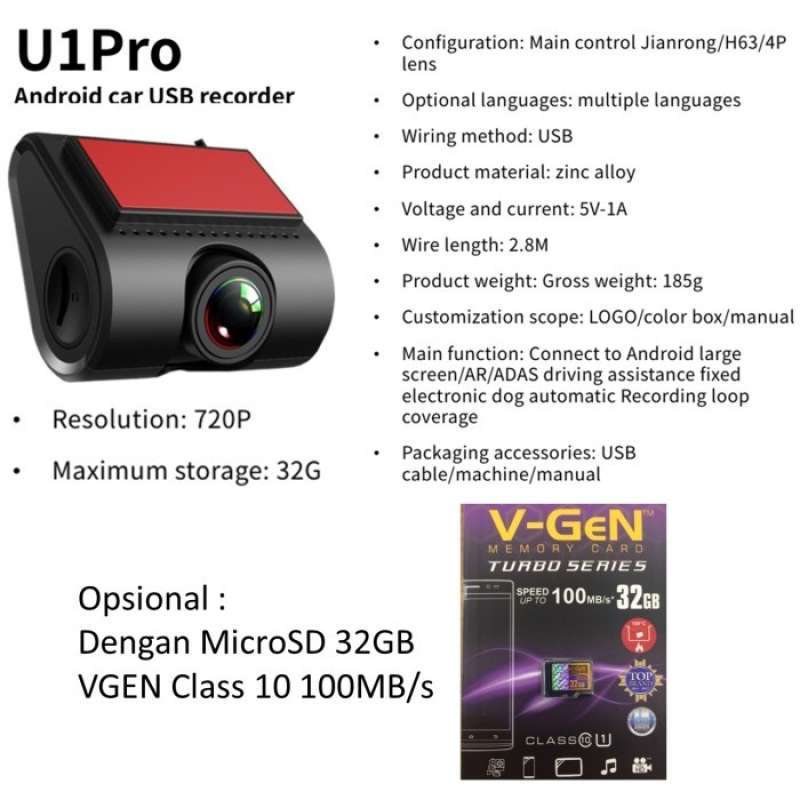 Promo Satosi U1 Dash Cam Mobil Dvr Cctv Video Adas Usb Head Unit ...