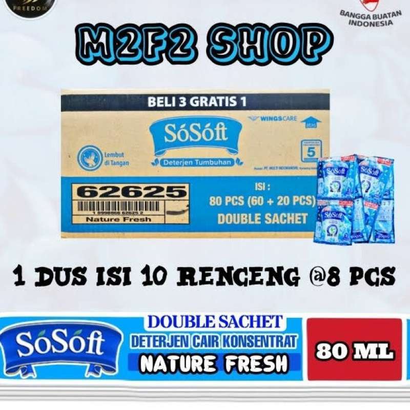 Jual Sosoft Deterjen Cair Konsentrat Double Sachet - 80 Ml 1 Dus Di Seller Sweet Shop ...
