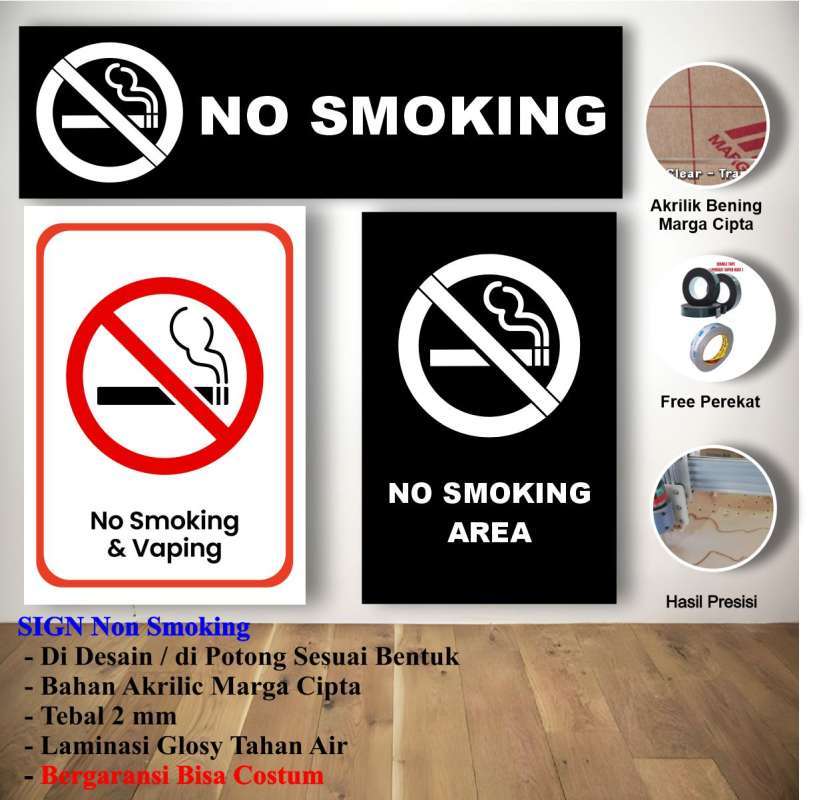 Promo Sign Board Tulisan No Smoking Di Larang Meroko Dari Bahan Akrilik ...