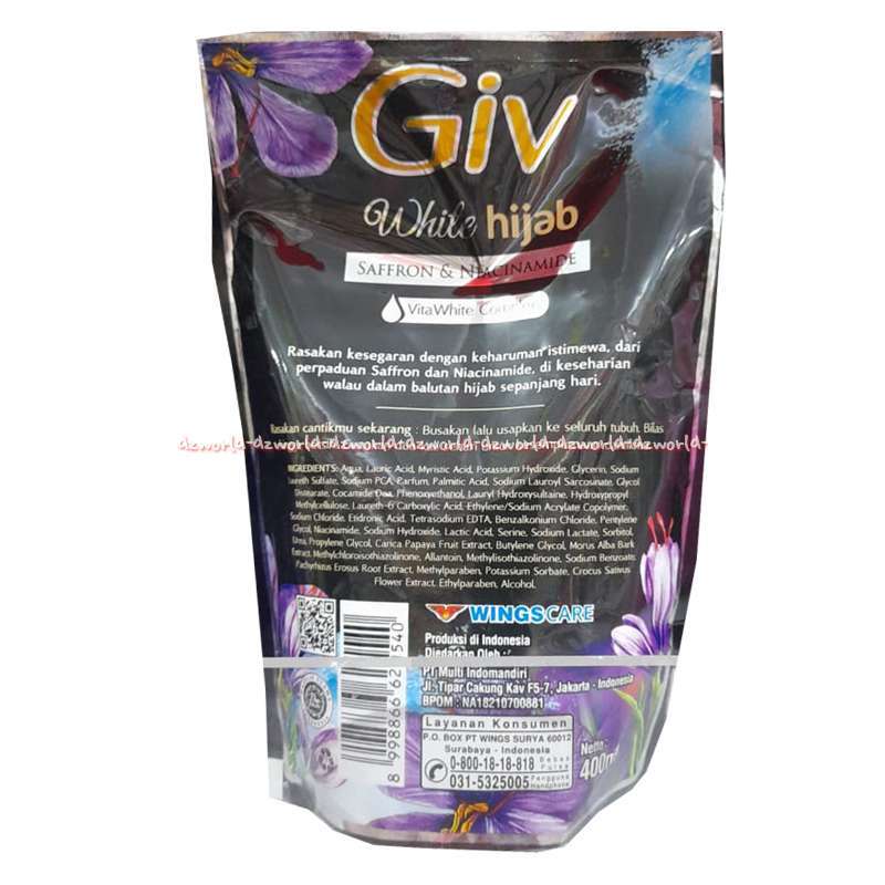 Jual Giv 400ml White Hijab Perfume Beauty Body Wash Sabun Mandi Cair ...