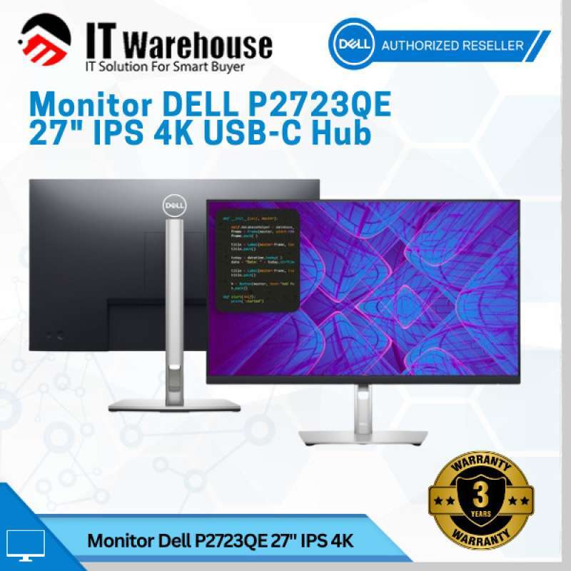 Jual Dell Monitor P2723qe 27inch 4k USB-C Hub Garansi 3 Tahun Di Seller ...