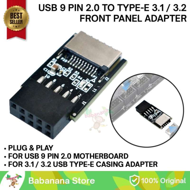 Jual Usb 9 Pin 2.0 To Type C Front Panel Adapter Motherboard Mobo ...