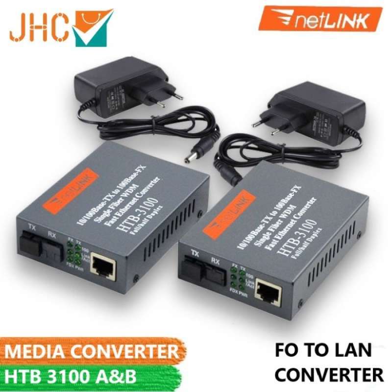 Jual Media Converter Htb-3100 A+b Fiber Rj45 Netlink - Htb3100ab Fo To ...