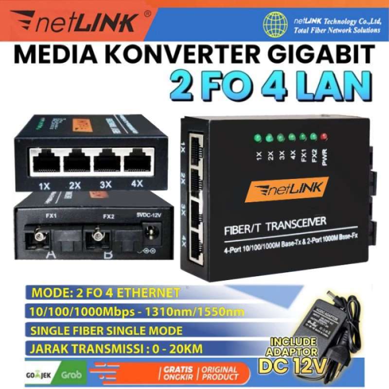 Jual Media Converter Gigabit 2 Fo/4 Fo/6 Fo 2 Lan 10/100/1000m Fiber Optic - 8 Fo 2 Lan Di ...