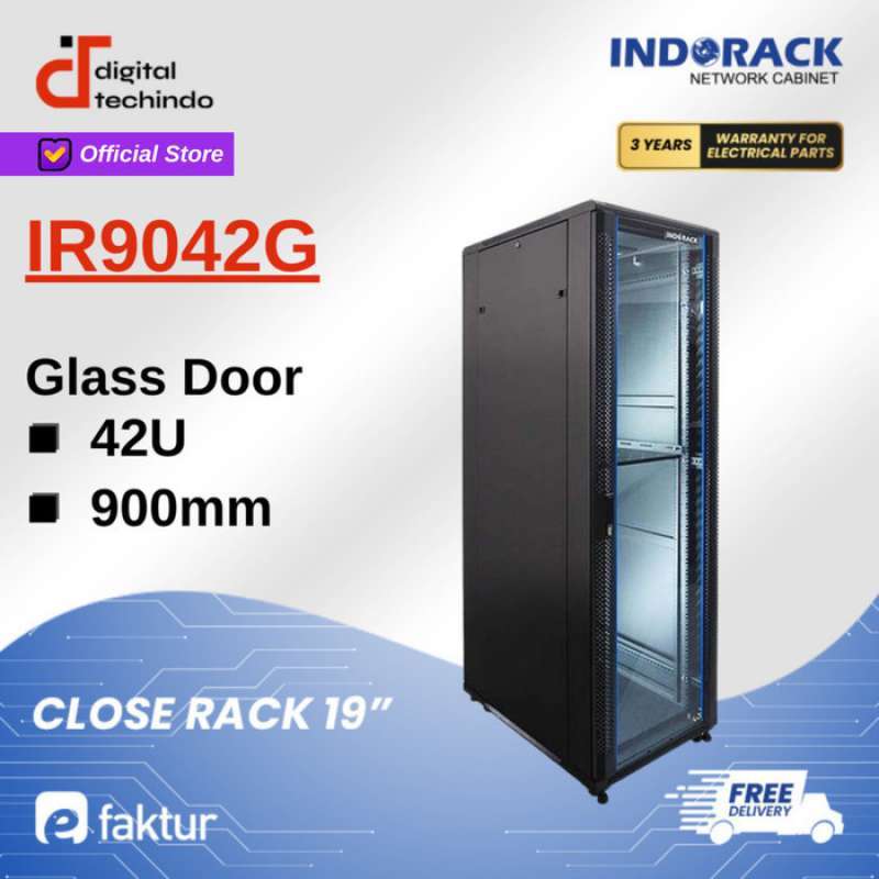 Jual Ir9042g Close Rack 42u Indorack Depth 900mm Glass Door Rak Server ...