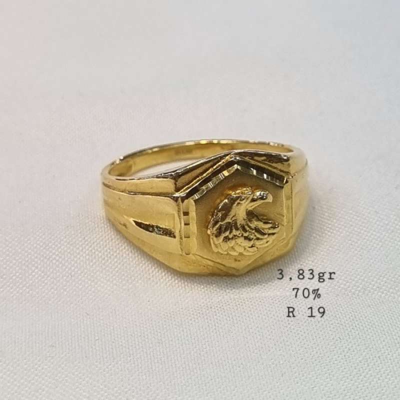 Jual Cincin Pria Emas Kuning Mas Asli Kadar 700 70% Model Burung Elang ...