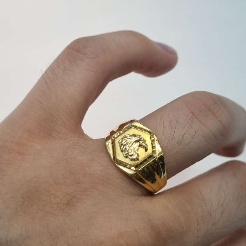 Jual Cincin Pria Emas Kuning Mas Asli Kadar 700 70% Model Burung Elang ...